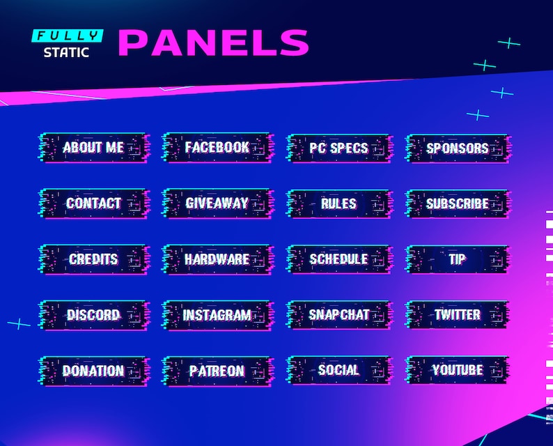 Cyber Glitch Animated Twitch Overlay Package Bundle/cyber Theme/horror ...