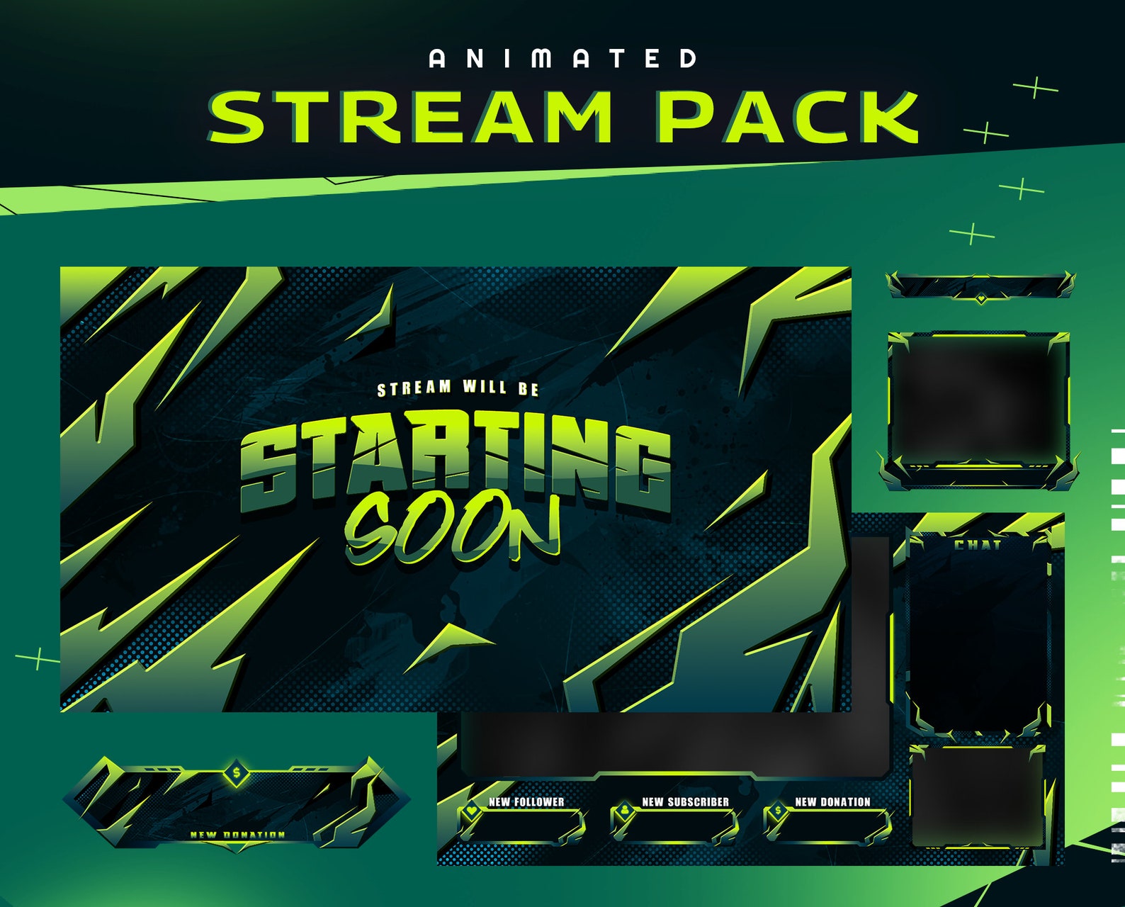 Broken Fragment Animated Twitch Overlay Package Bundle/abstract Theme ...
