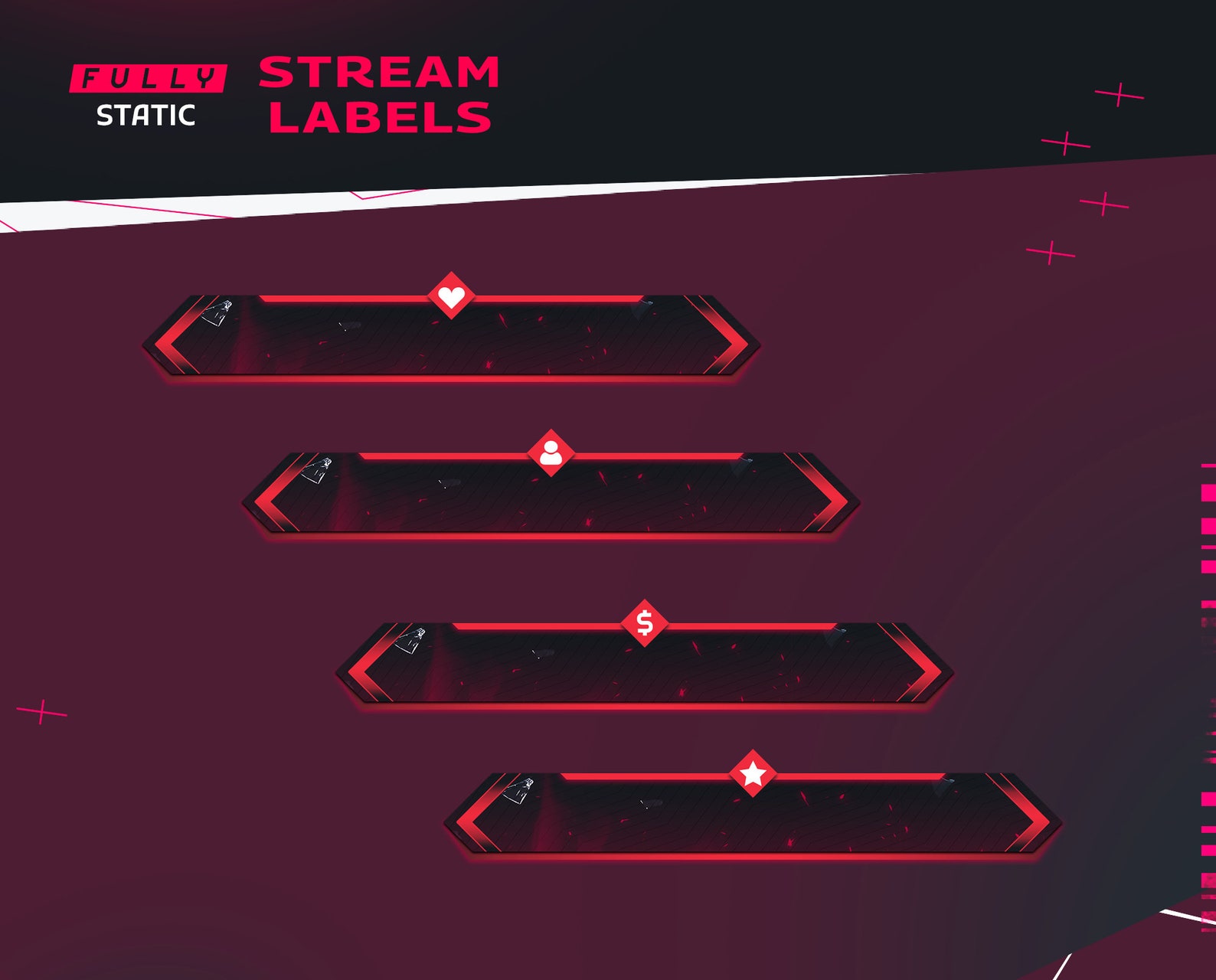 Animated Pink Cyber Luxury Stream Pack: Neon Glasses for Twitch and Obs ...