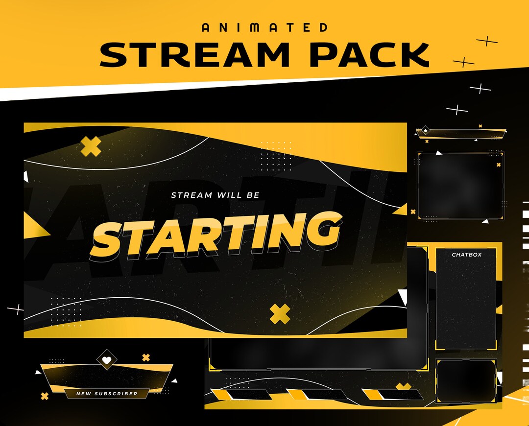 Yellow Pulse Overlay Package for Twitch,kick,youtube/abstract Theme ...