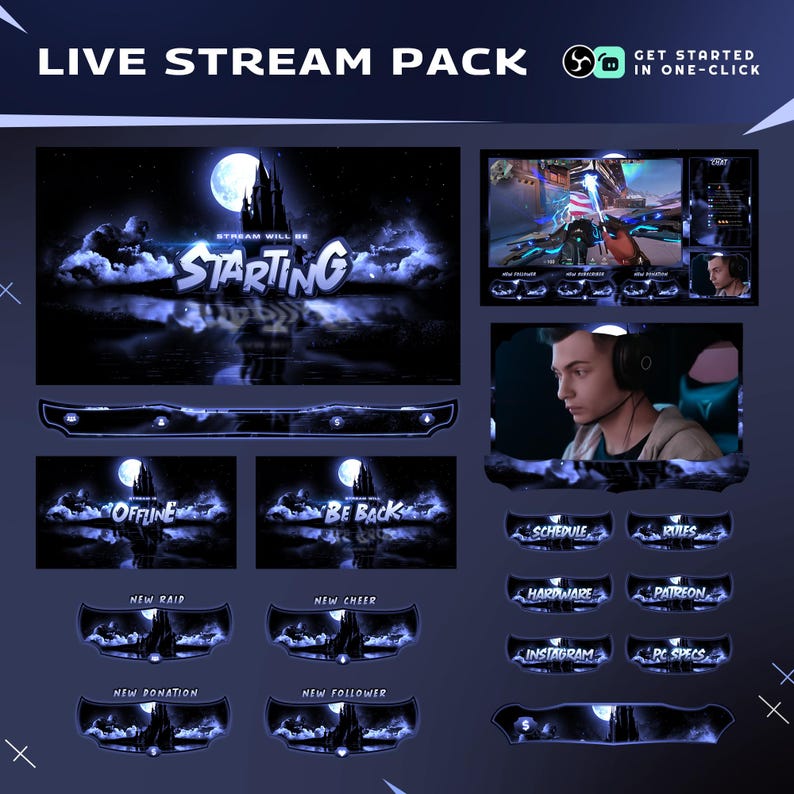Dark Castle Animated Stream Overlay Pack | Gothic Nightscape Alerts ...