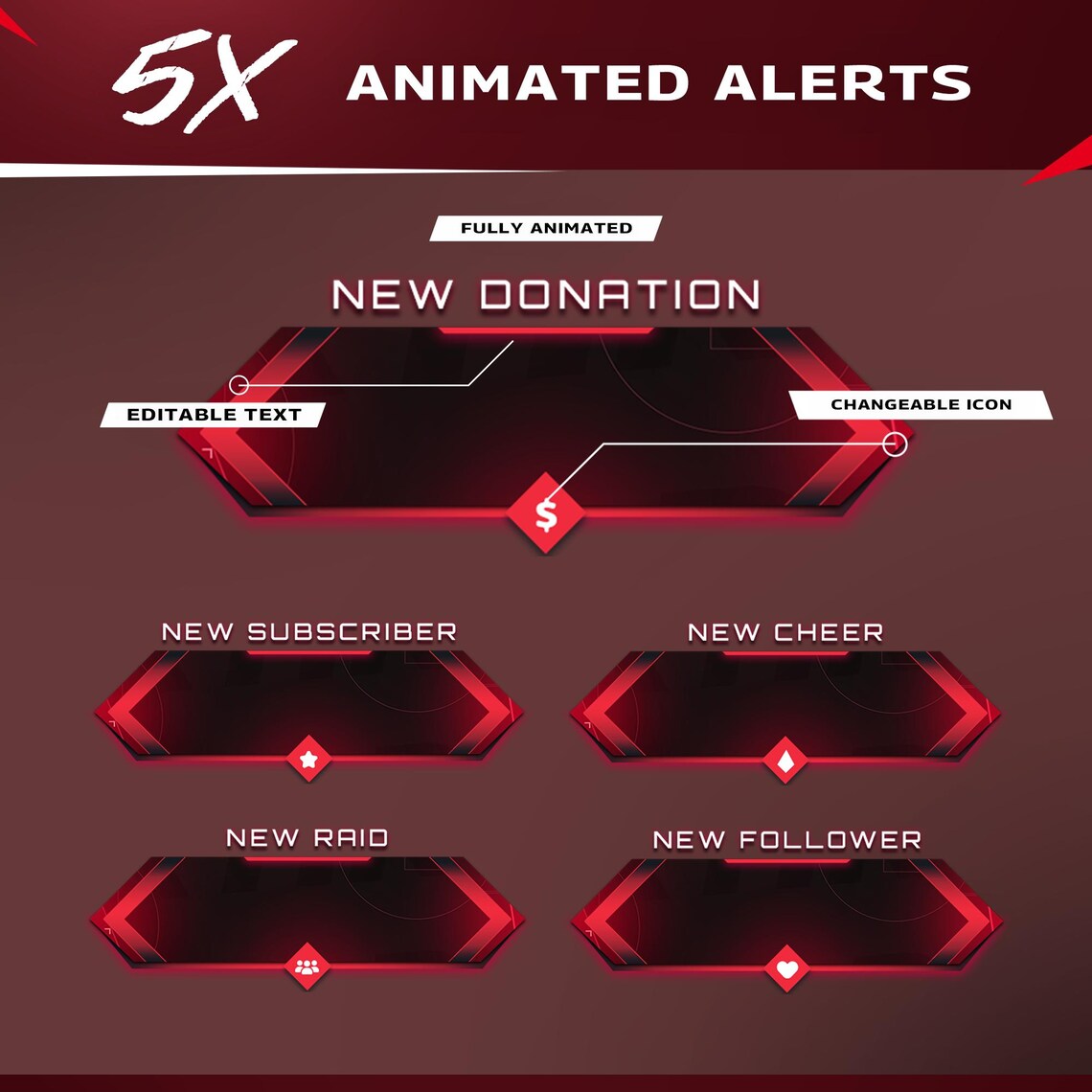 Animated Sci-red Stream Package: Crimson Tech Interface for OBS ...