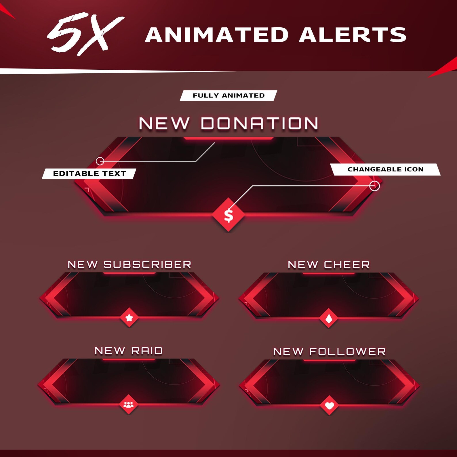 Animated Sci-red Stream Package: Crimson Tech Interface for OBS ...
