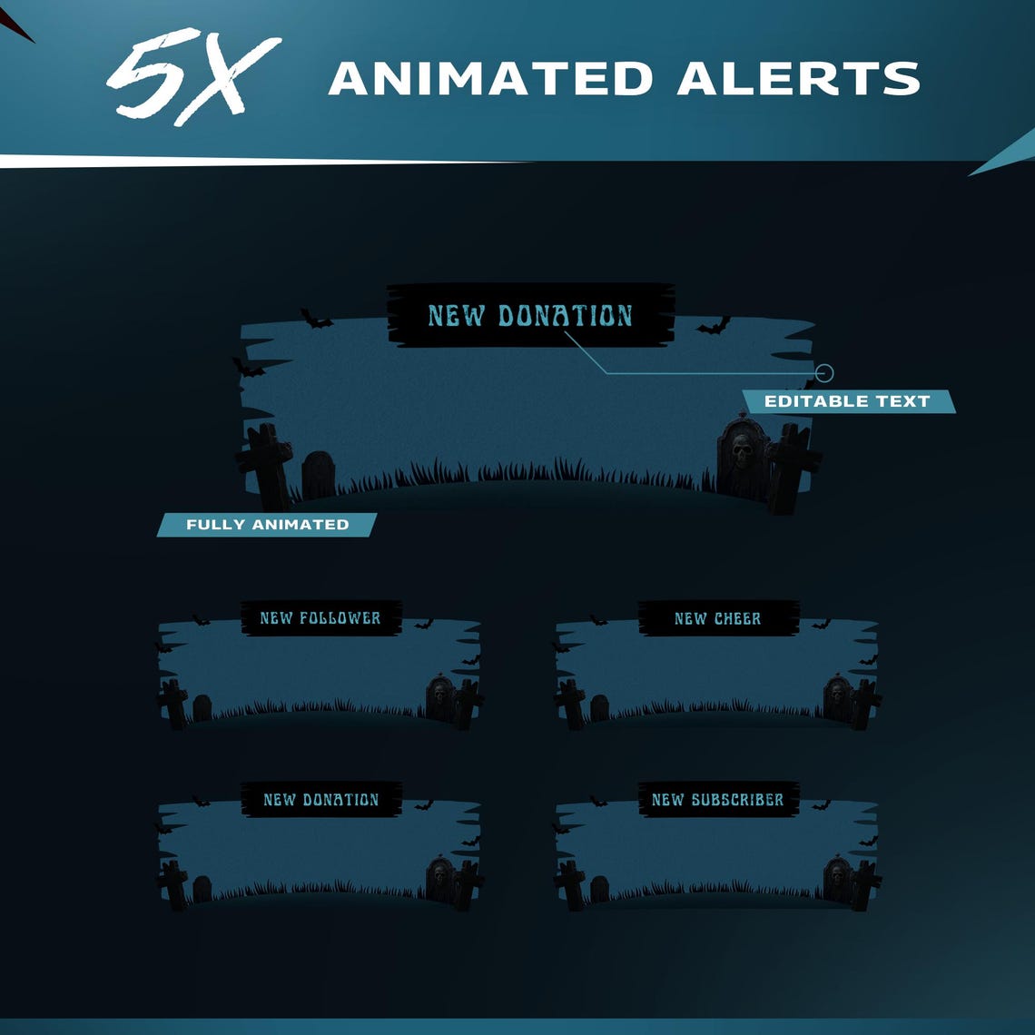Scary Halloween Stream Overlay: Dark Cute Haunted Night Theme for ...