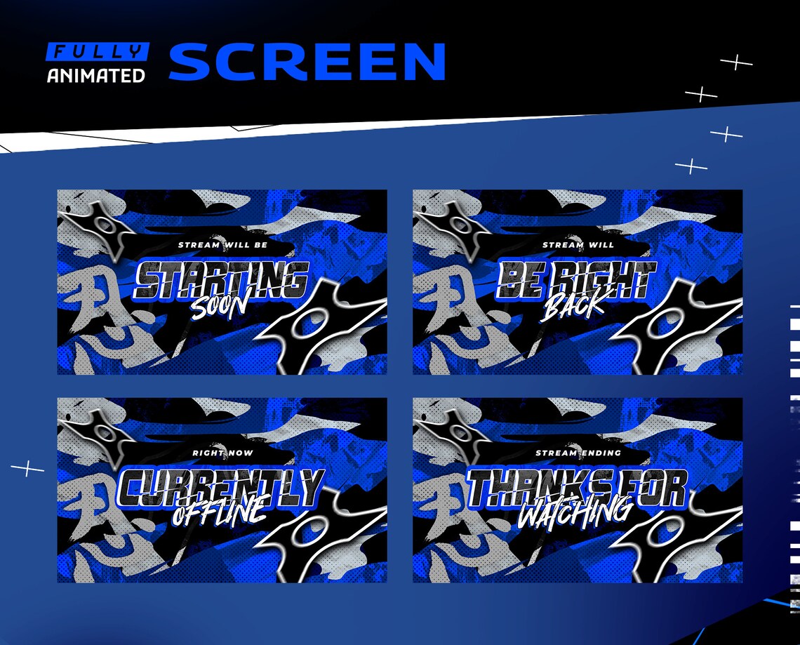 Ninja Animated Twitch Overlay Package Bundle/abstract Theme/streamer ...
