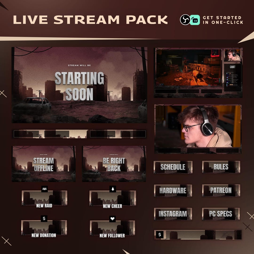 Animated Wasteland Horizon Stream Package: Post-apocalyptic Brown Theme ...