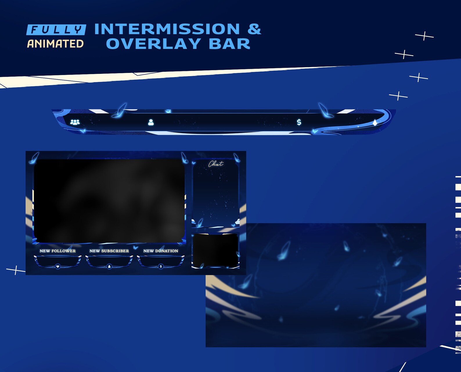 Waves Animated Twitch Overlay Package Bundle/liquid Theme/butterfly ...