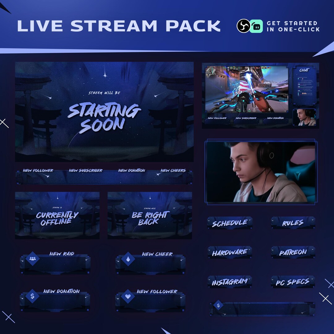 Animated Abyssal Shrine Stream Overlay: Mystic Blue and Dark Aesthetic ...