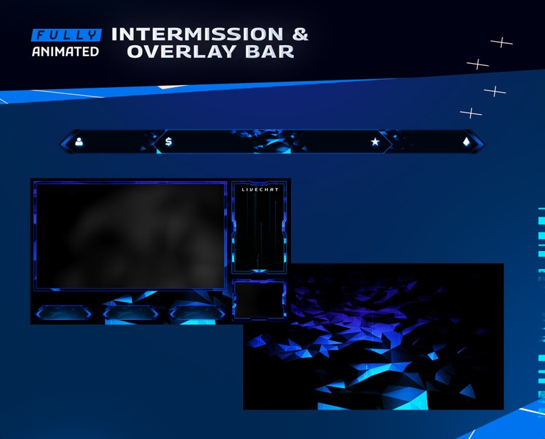 Blue Neon Abstract Twitch Stream Overlay | Infinite Animated Overlays ...