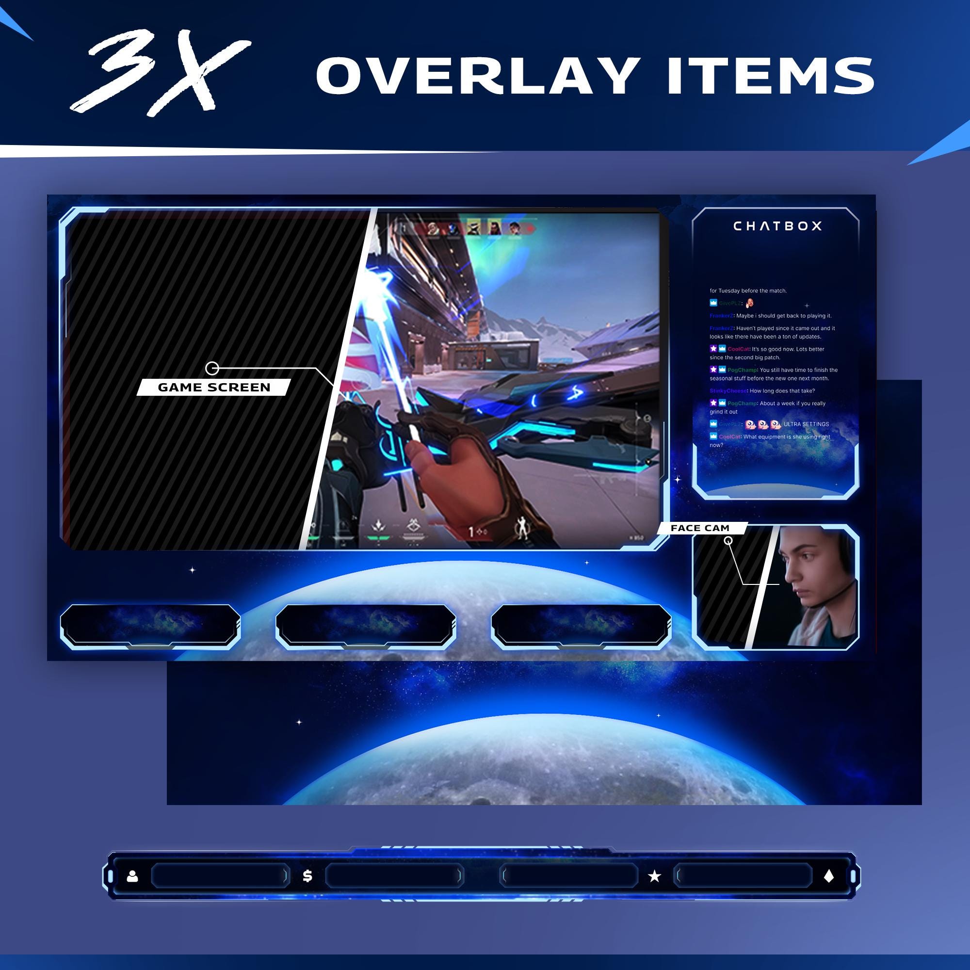Animated Horizon Stream Overlay: Blue Sci-fi Space for Twitch, OBS, and ...