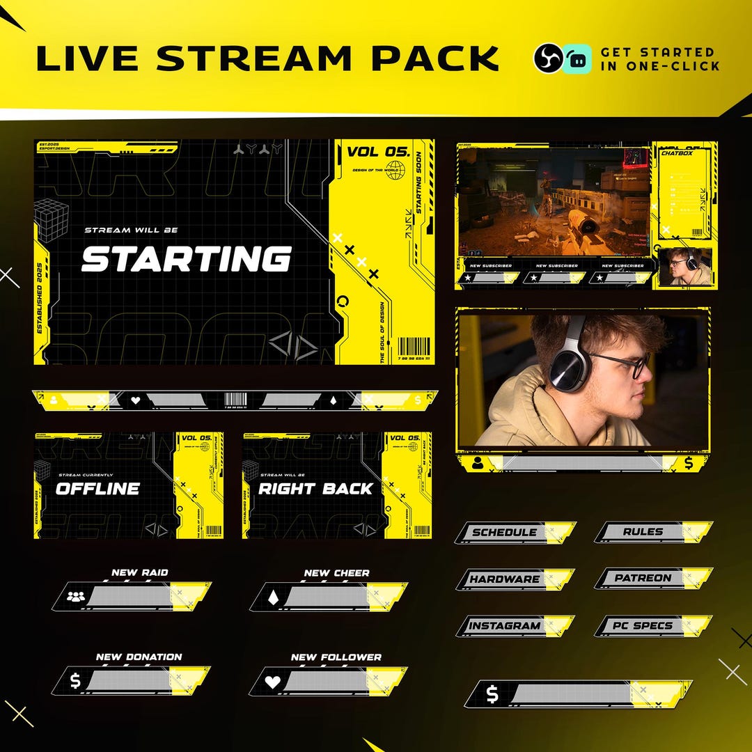 Animated Quantum Drift Stream Overlay: Futuristic Yellow Cybercore ...