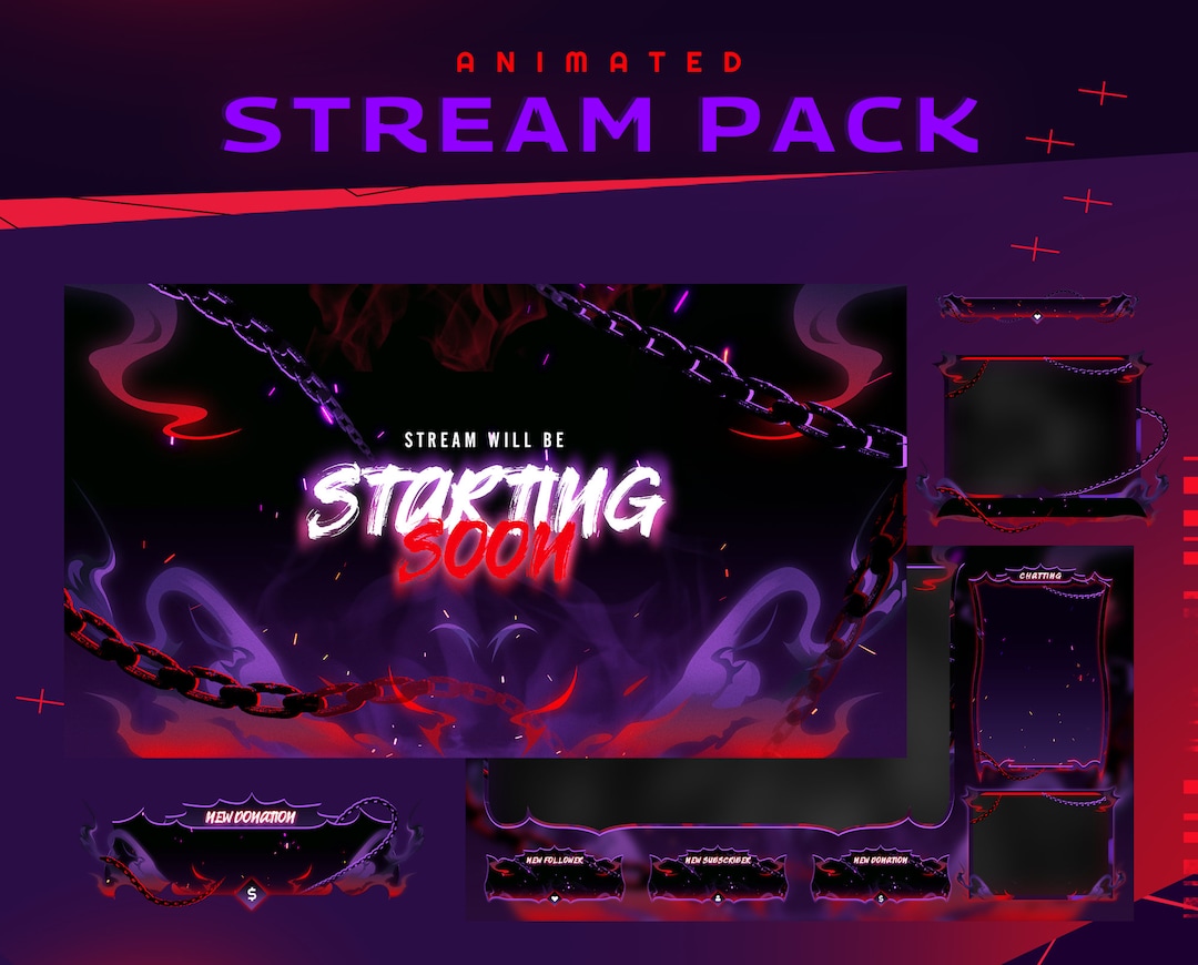 Fire Smoke Animated Twitch Overlay Package Bundle/blaze Theme/horror ...