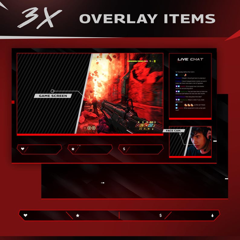 Animated Explode Stream Package: Red Crimson Futuristic for Twitch and ...