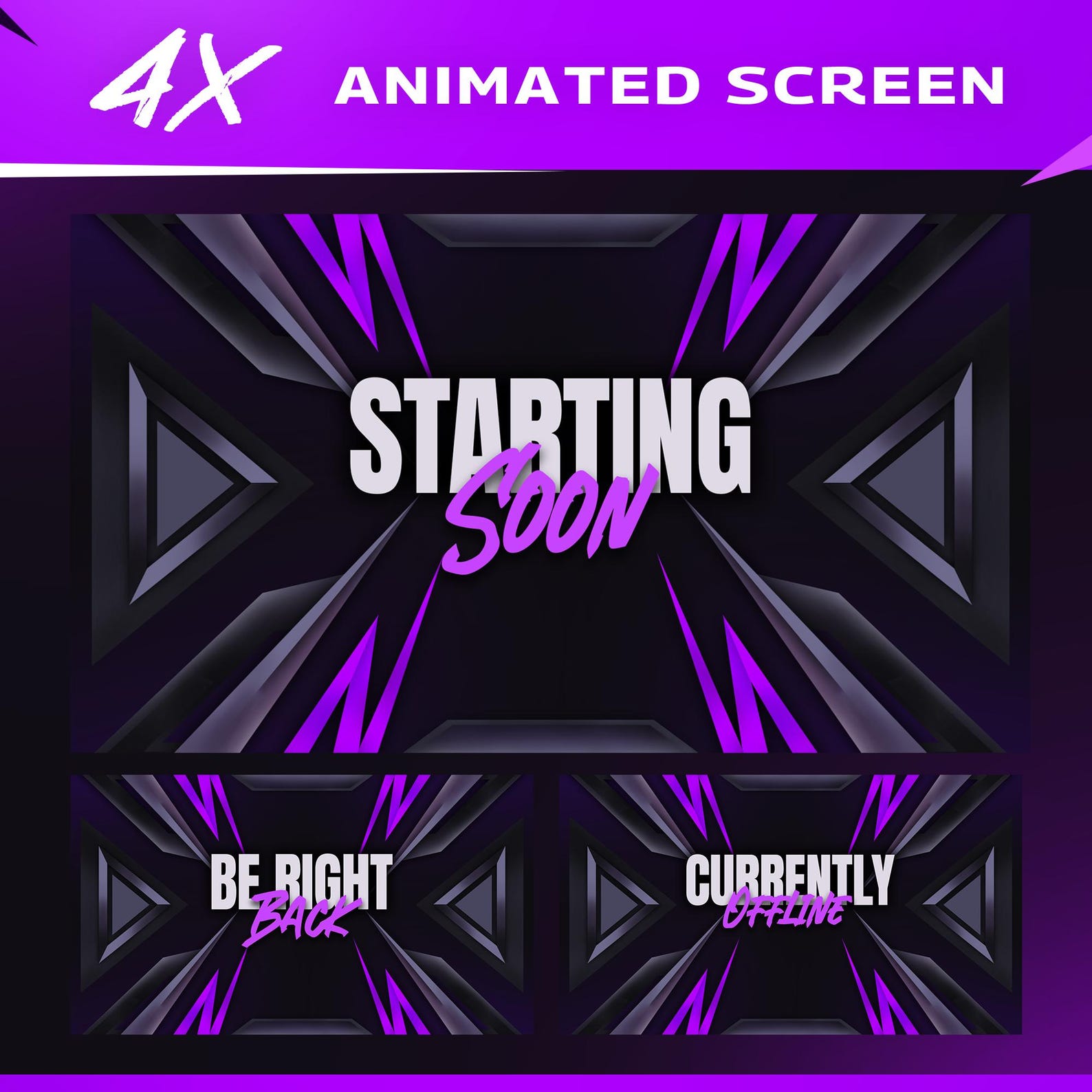 Animated Neon Pulse Stream Overlay: Futuristic Purple Geometric for ...