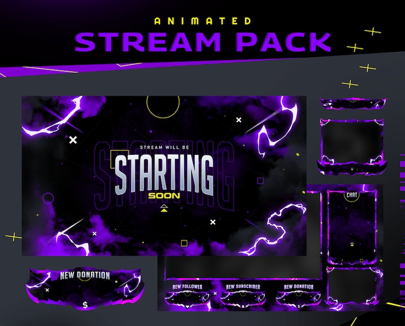 Addict Animated Twitch Overlay Package Bundle/dark Theme/transition ...