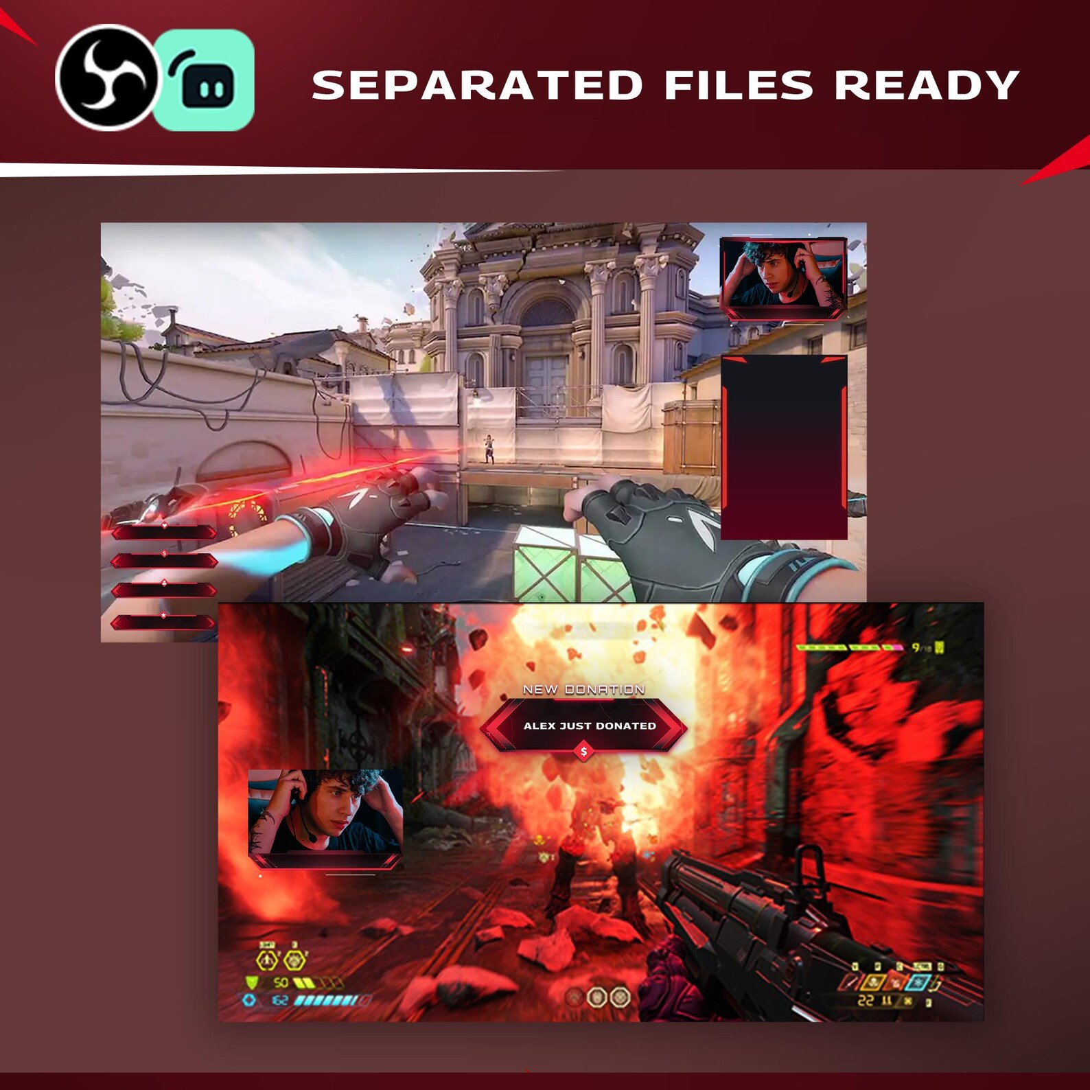 Animated Sci-red Stream Package: Crimson Tech Interface for OBS ...