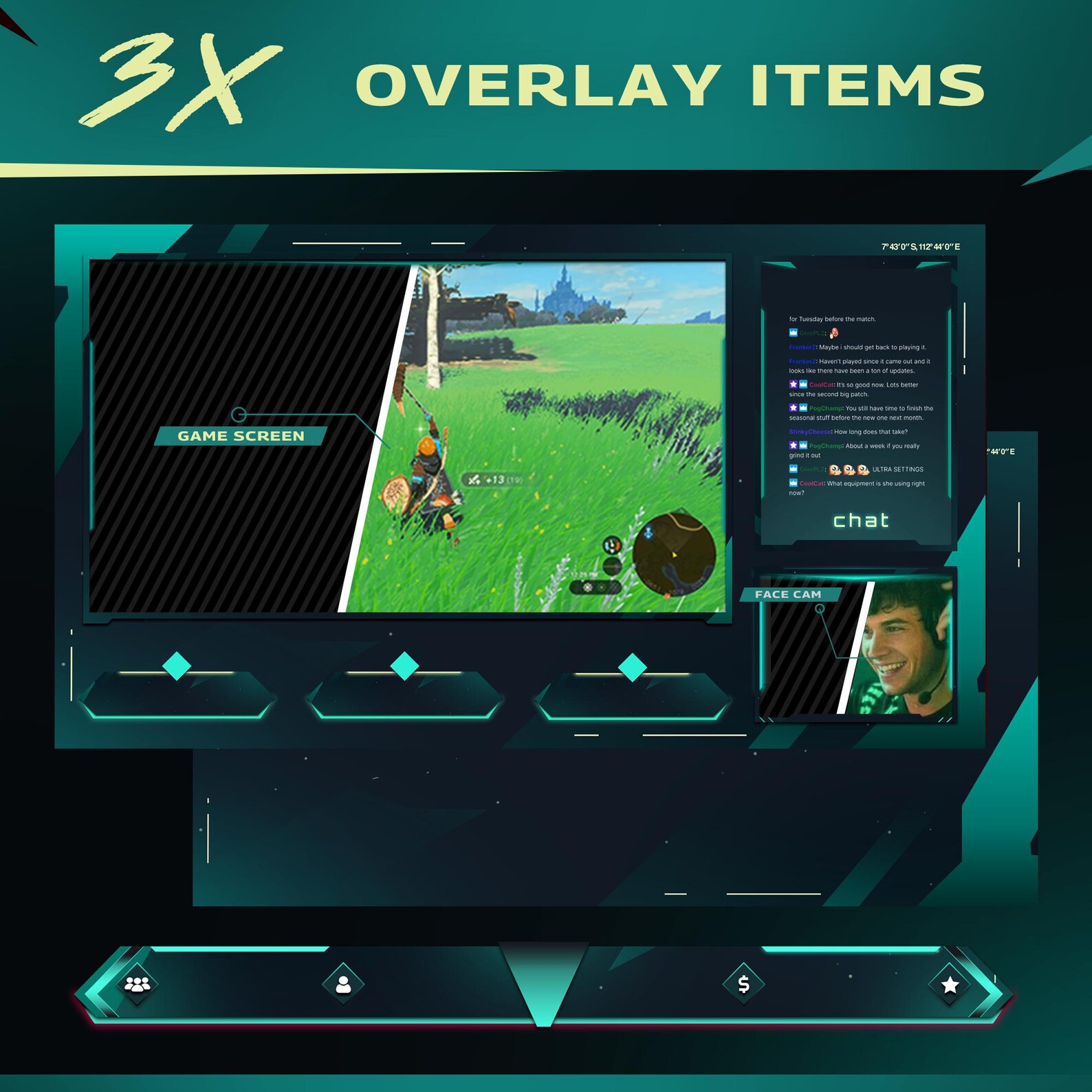 Animated Neo Flux Stream Overlay: Futuristic Teal and Black Design for ...