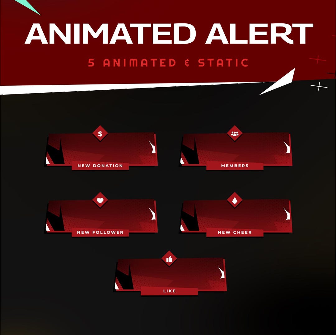 Red Impact Animated Stream Alerts Package for Twitch, Kick and Youtube ...