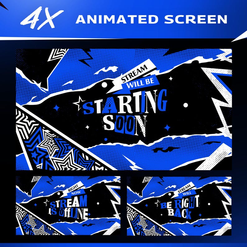 Another Persona Animated Stream Overlay: Bold Blue Graphic Style for ...