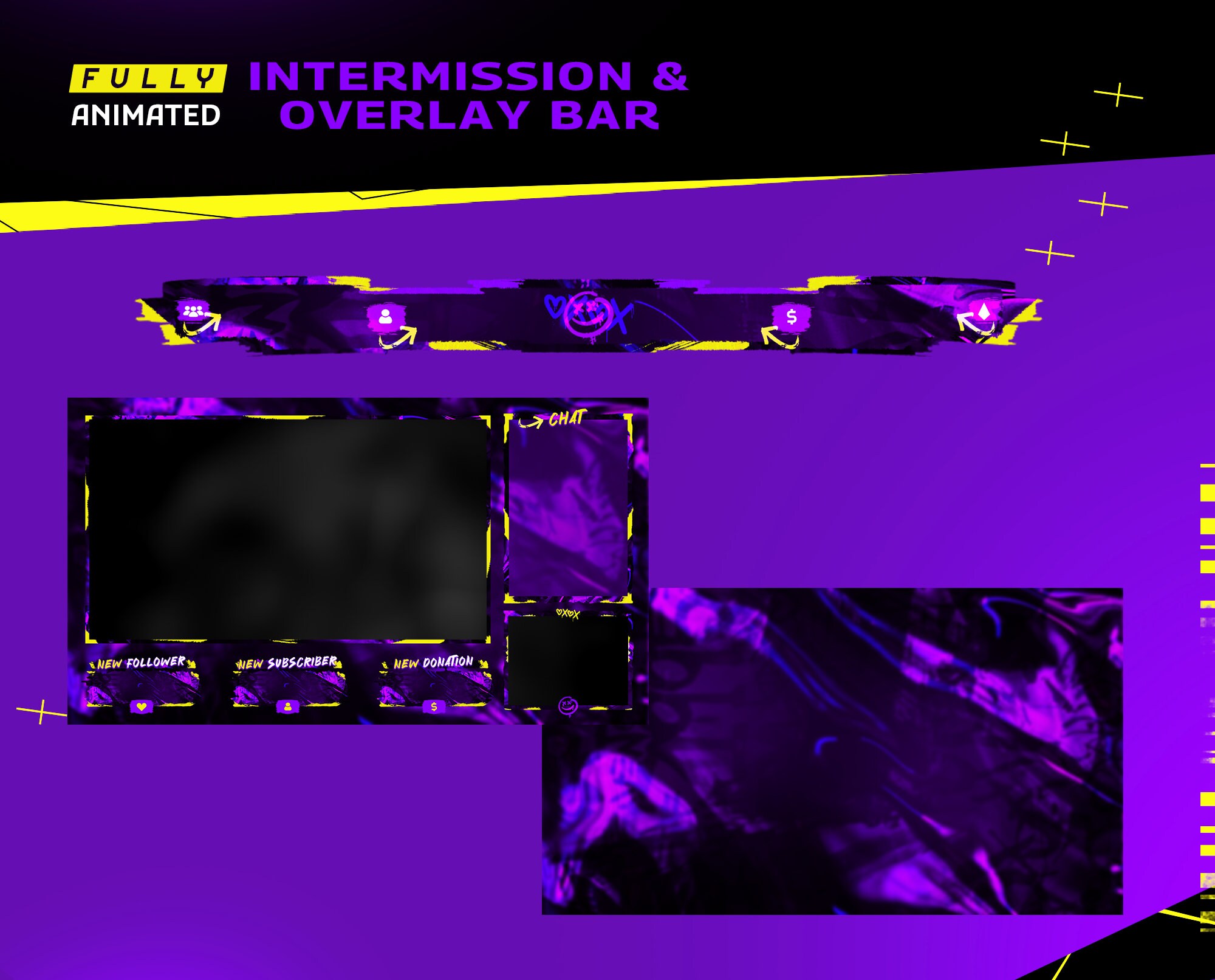 Abstract Line Animated Twitch Overlay Package Graffit Art/dark Theme ...