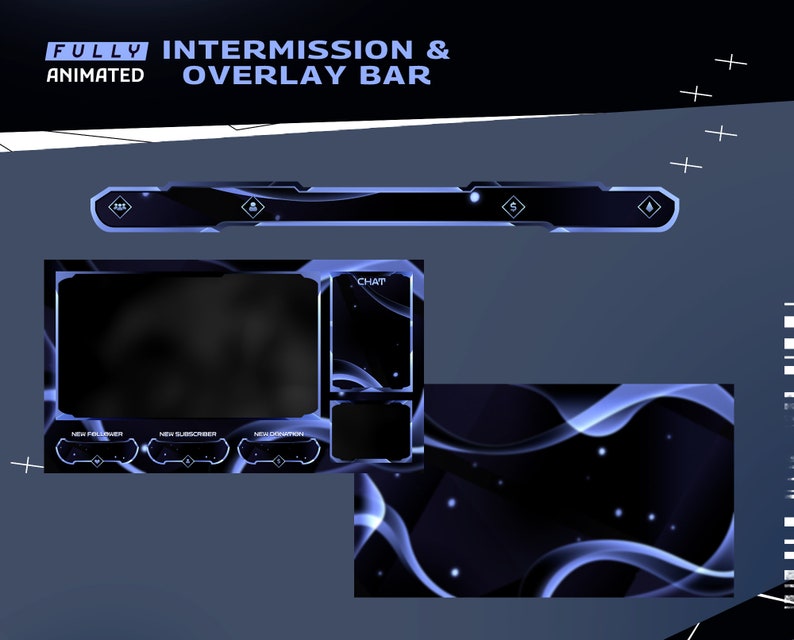 Onflow Animated Stream Pack for Twitch, Kick, Youtube/abstract Design/overlay Set/alert/dark ...