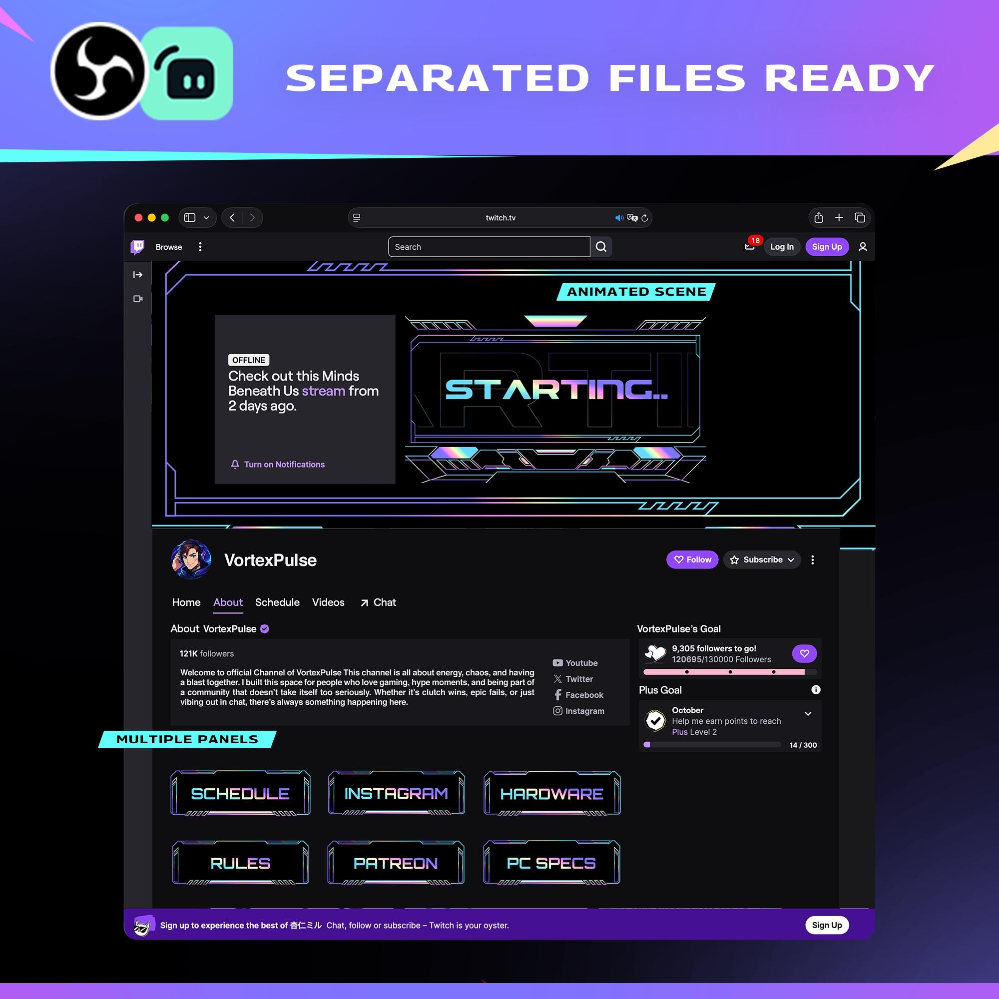 Animated Hologram Nexus Stream Overlay: Futuristic Neon Gradient for ...