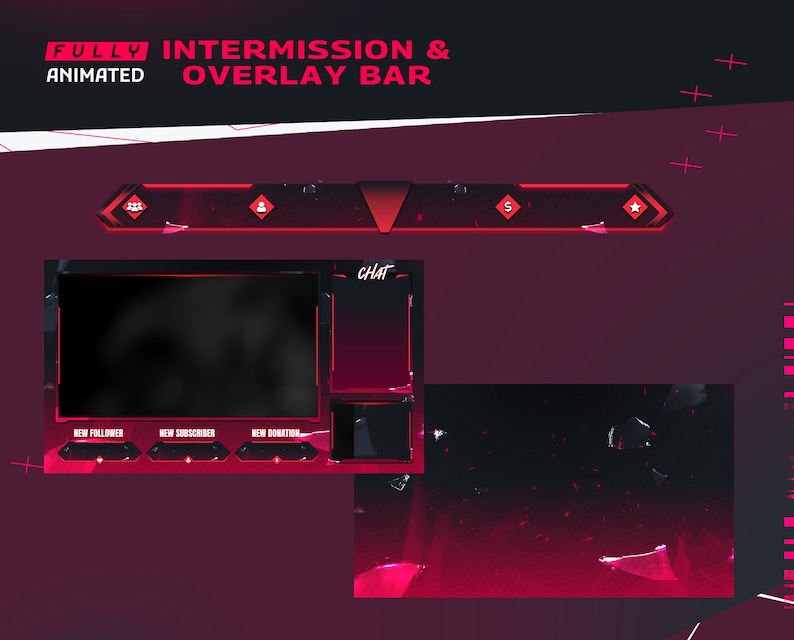 Animated Pink Cyber Luxury Stream Pack: Neon Glasses for Twitch and Obs ...