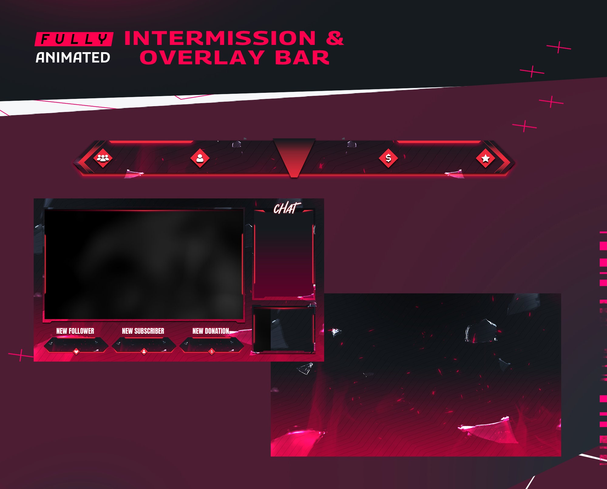 Animated Pink Cyber Luxury Stream Pack: Neon Glasses for Twitch and Obs ...