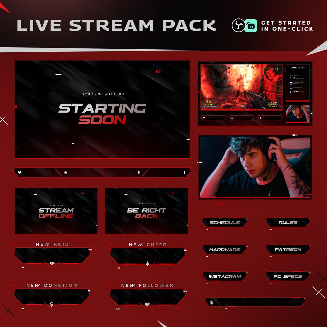 Animated Explode Stream Package: Red Crimson Futuristic for Twitch and ...