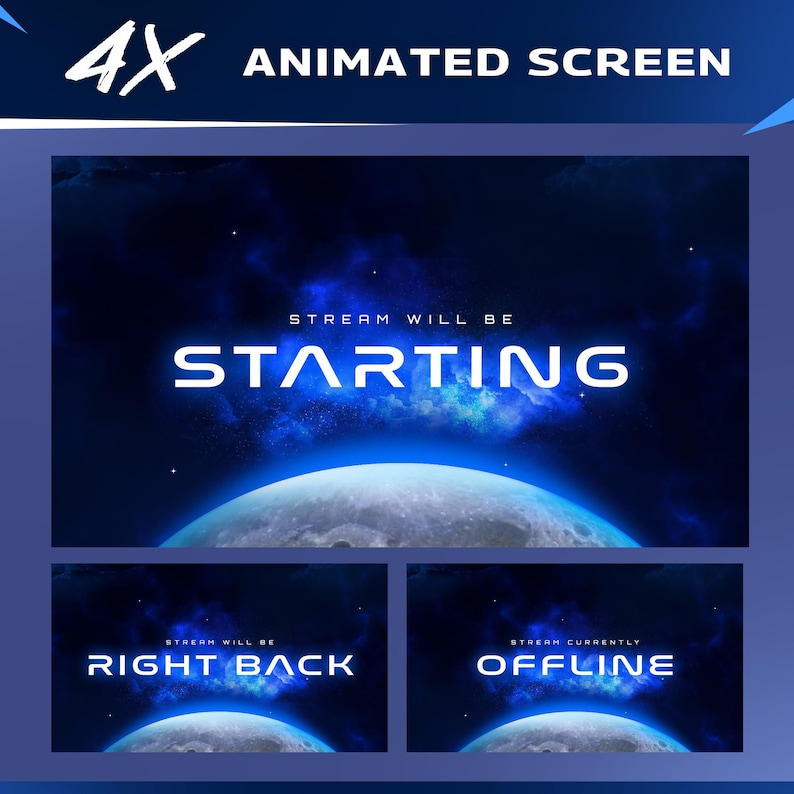 Animated Horizon Stream Overlay: Blue Sci-fi Space for Twitch, OBS, and ...