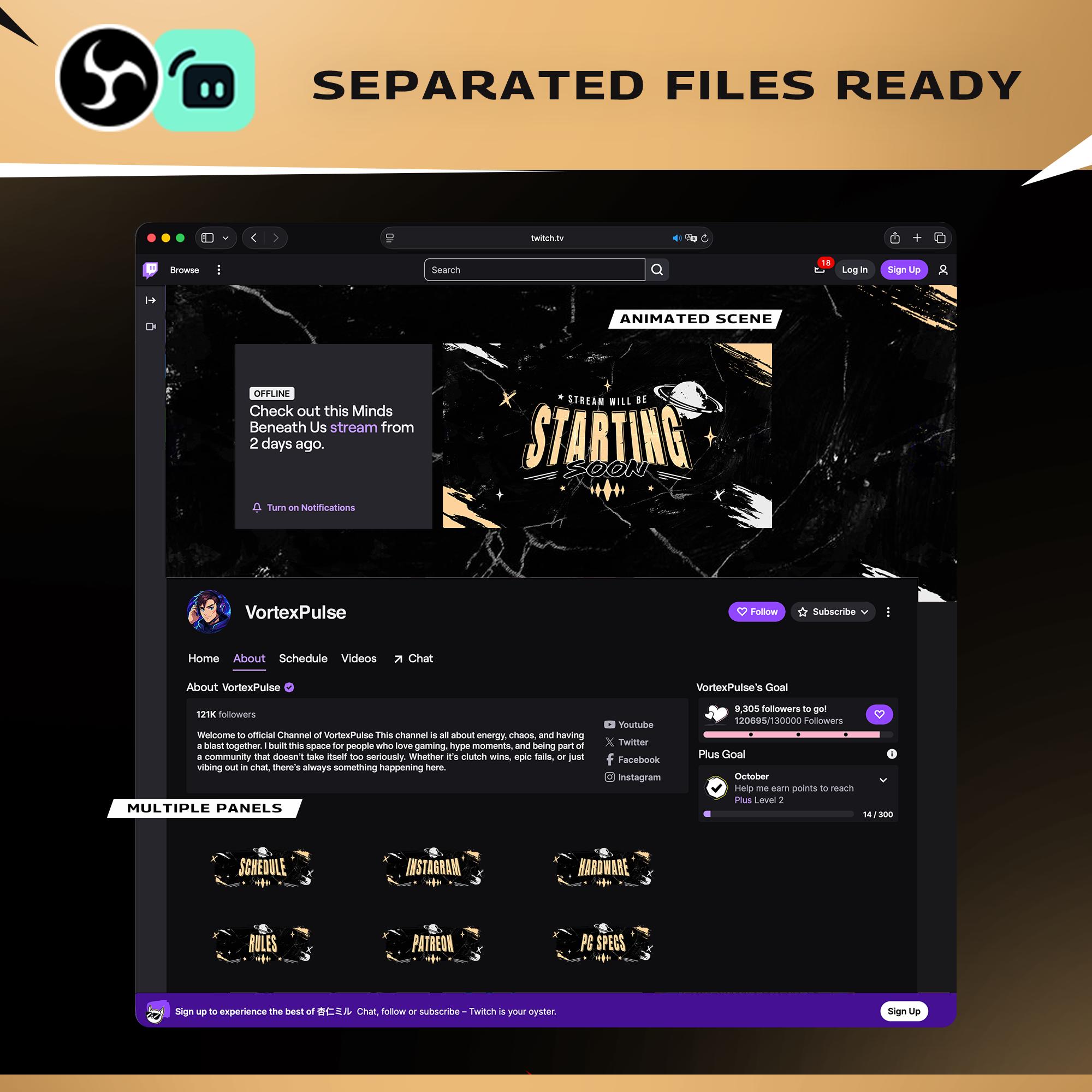 Animated Chronicle Stream Overlay: Dark Marble Design for Twitch and ...