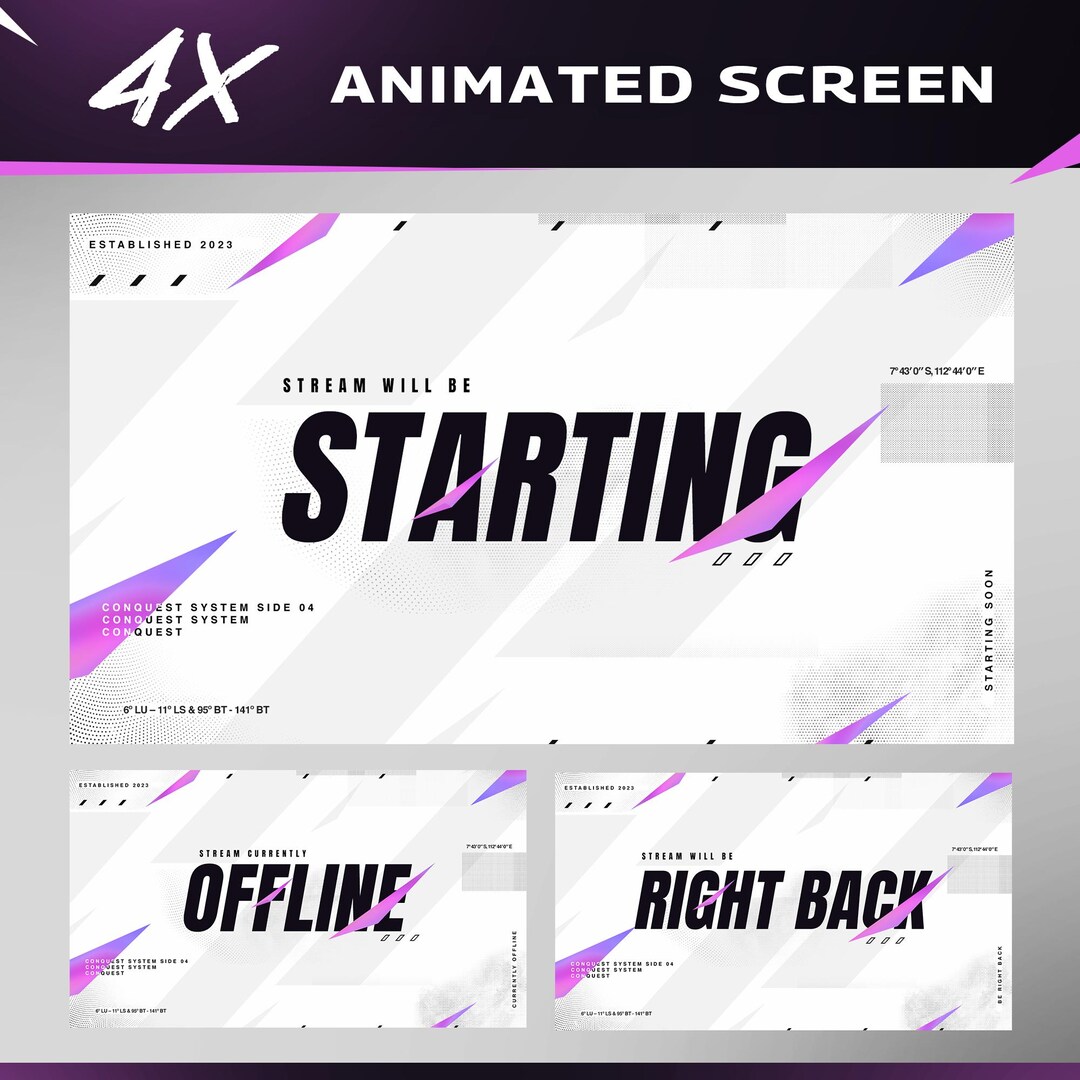 Animated Dazzling Stream Screens: Minimal Pink and Purple Design for ...