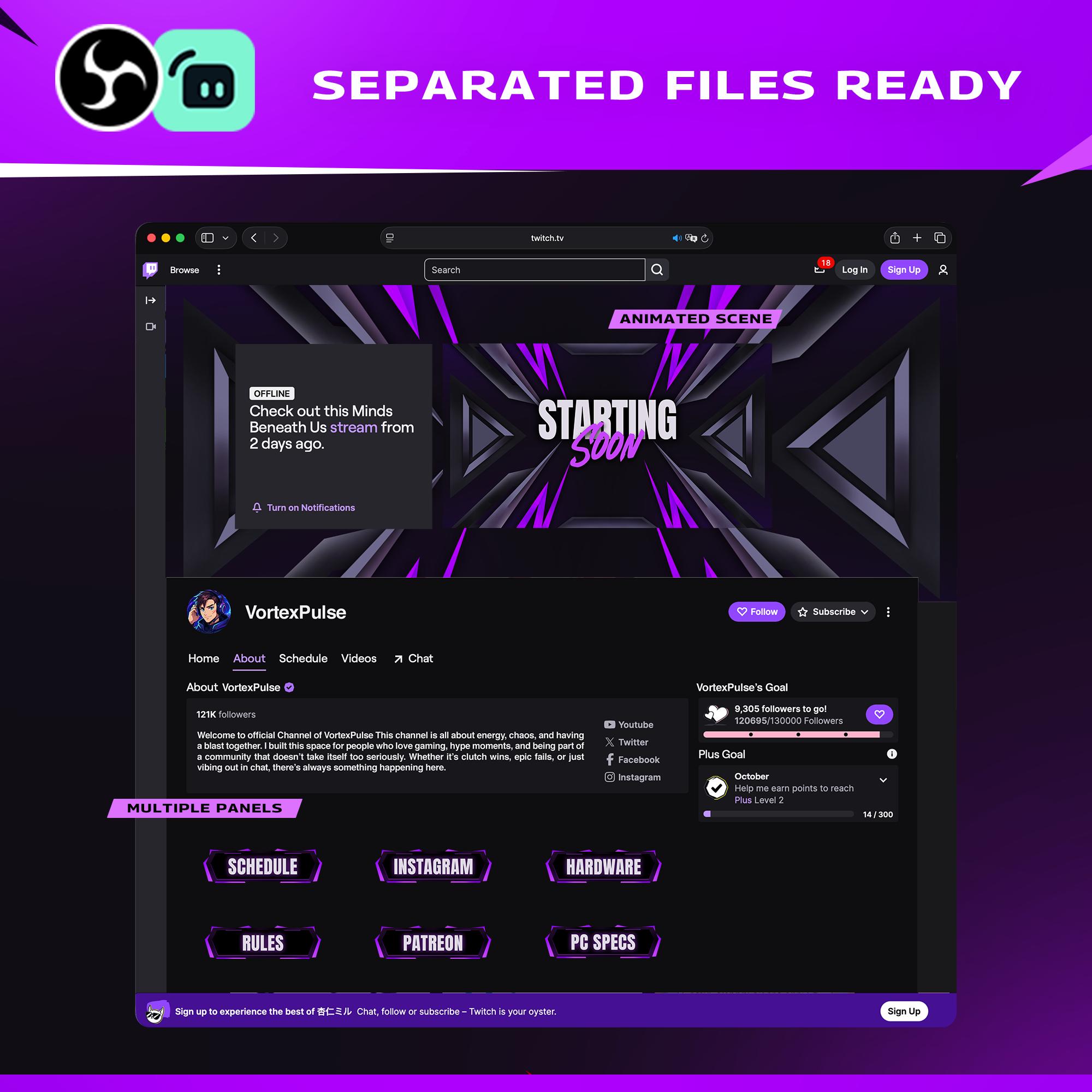 Animated Neon Pulse Stream Overlay: Futuristic Purple Geometric for Twitch and Obs/streamlabs - Etsy