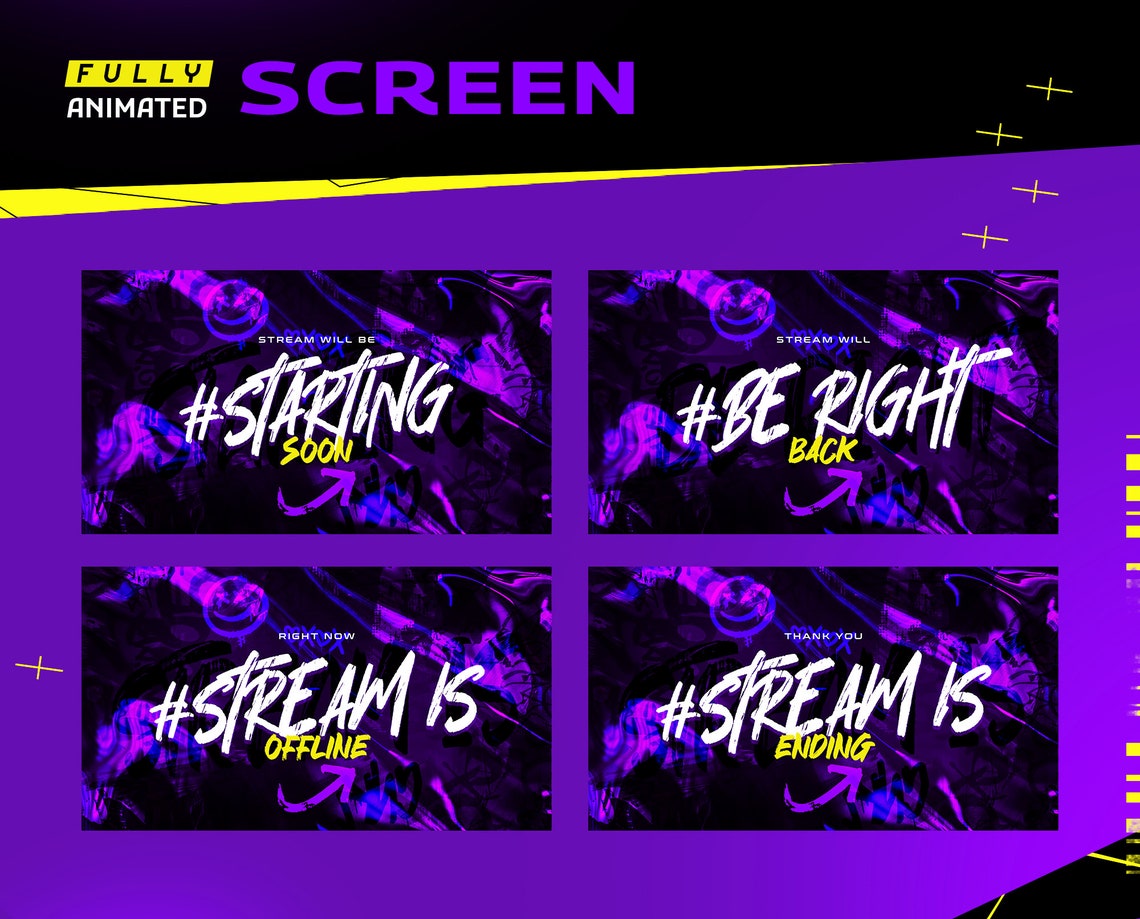 Abstract Line Animated Twitch Overlay Package Graffit Art/dark Theme ...