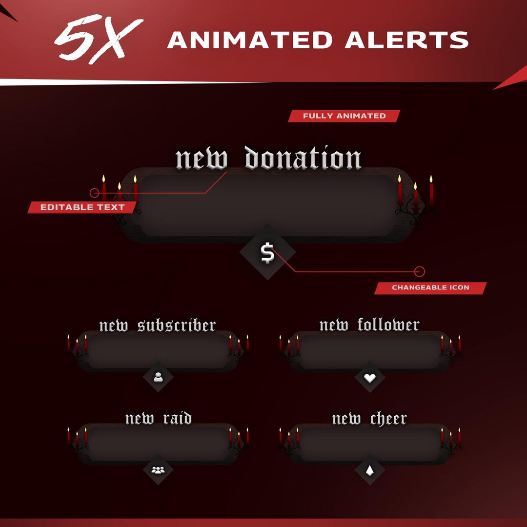 Gothic Horror Stream Alerts | Eternal Blood Chapel Animated Pack ...