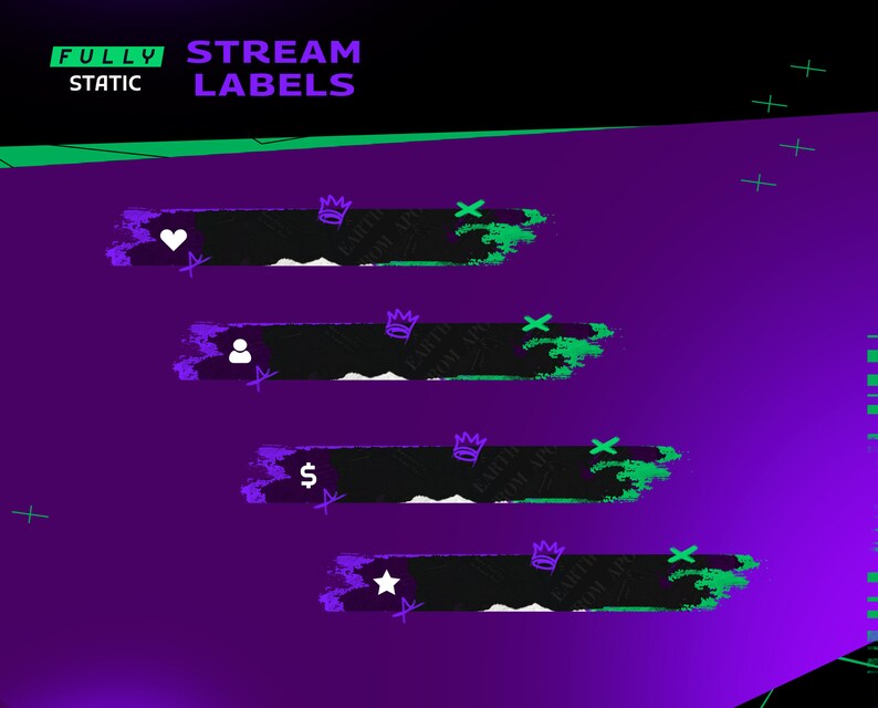 Ripped Paper Animated Twitch Overlay Package Bundle/dark Theme/brush Design/abstract/streamer ...