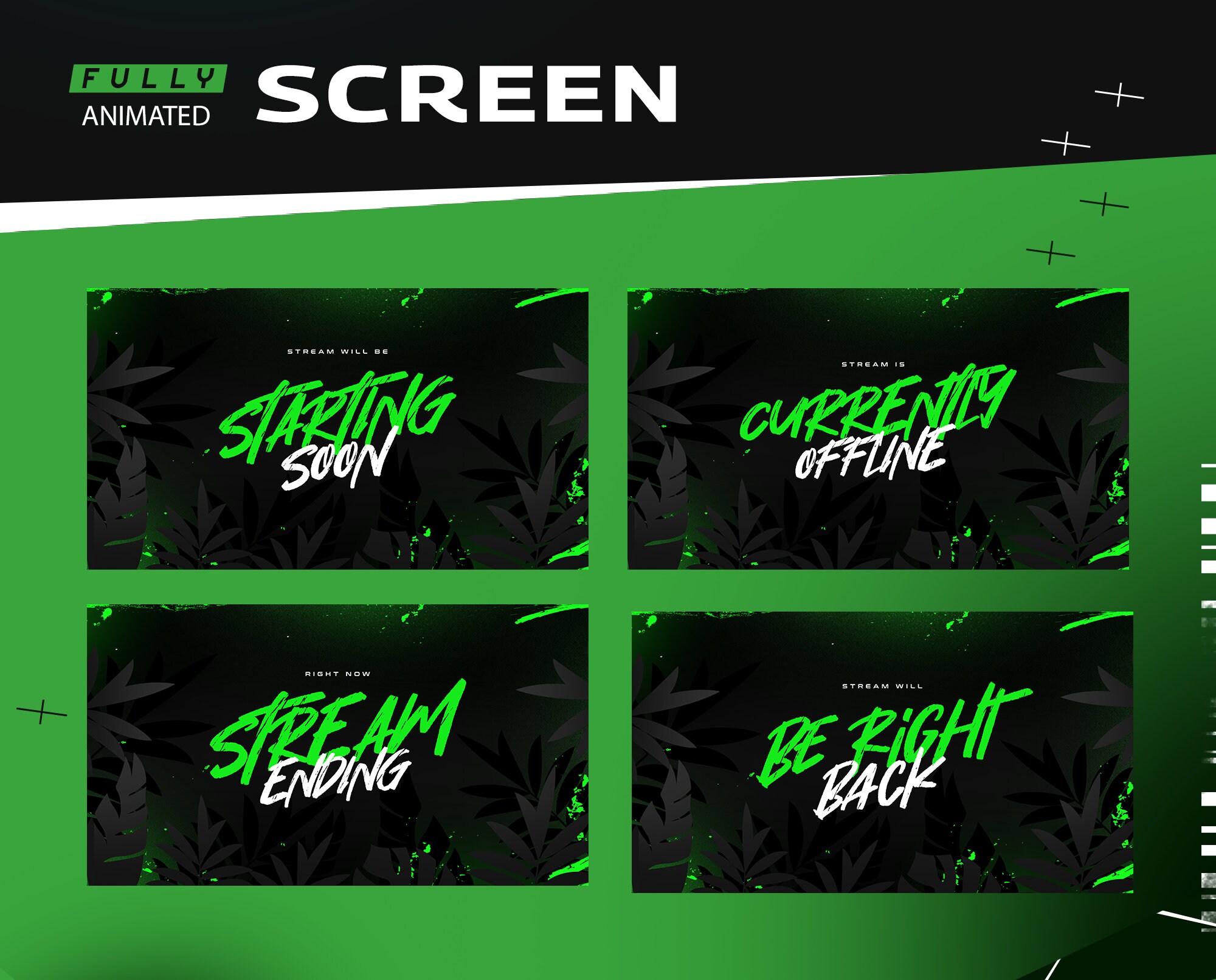 Green Abstract Stream Package | Venomous Ivy Animated Overlay | Twitch ...