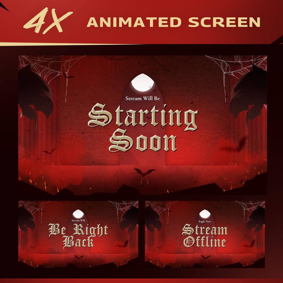 Animated Dungeon Hunter Stream Overlay: Crimson Gothic Castle for ...
