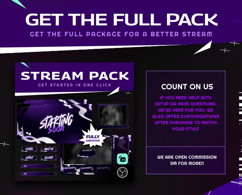 Purple Cyberwave Animated Stream Screens Package for Twitch/simple ...