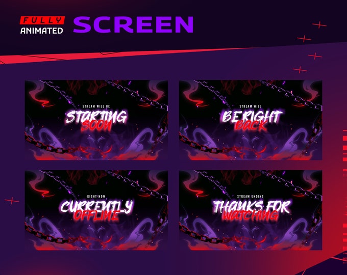 Animated Stream Overlay Package | Fire Skull | Screens, Facecam, Alerts ...
