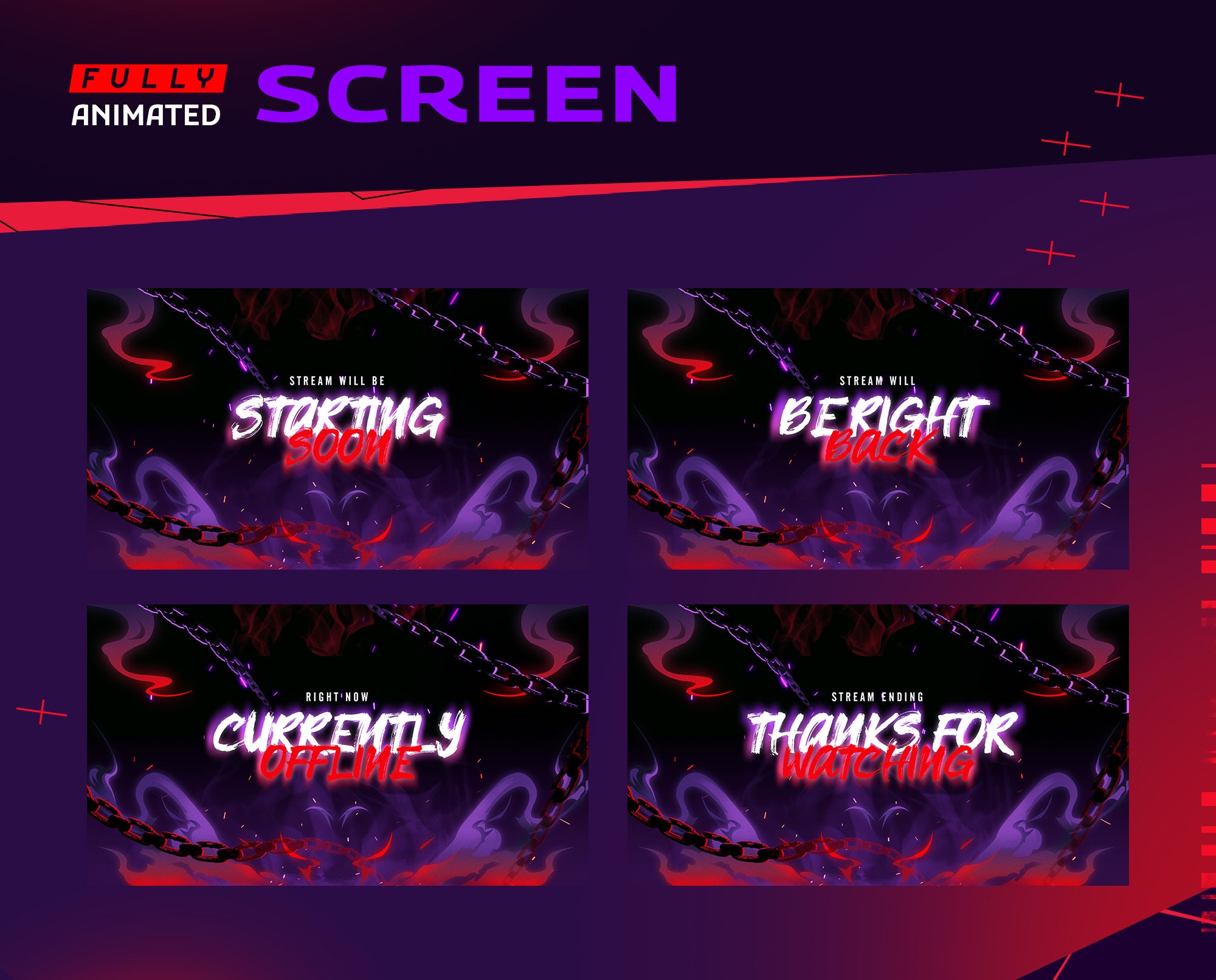 Fire Smoke Animated Twitch Overlay Screen Package//blaze Theme/horror ...