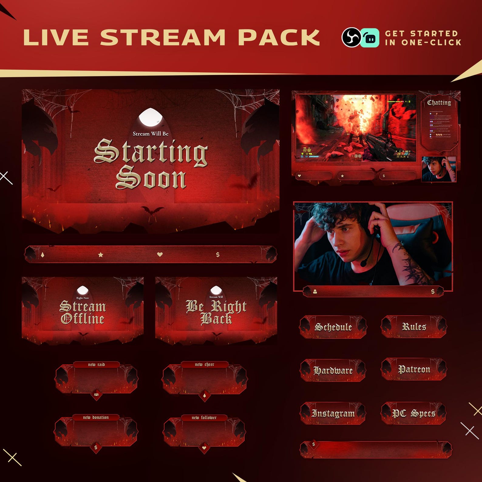 Animated Dungeon Hunter Stream Overlay: Crimson Gothic Castle for ...