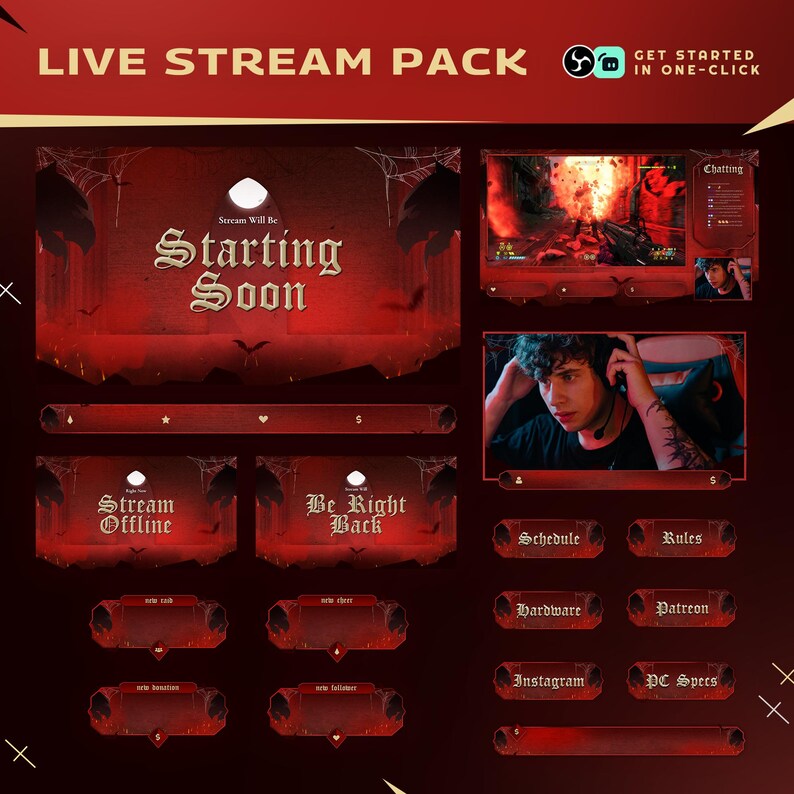 Animated Dungeon Hunter Stream Overlay: Crimson Gothic Castle for ...