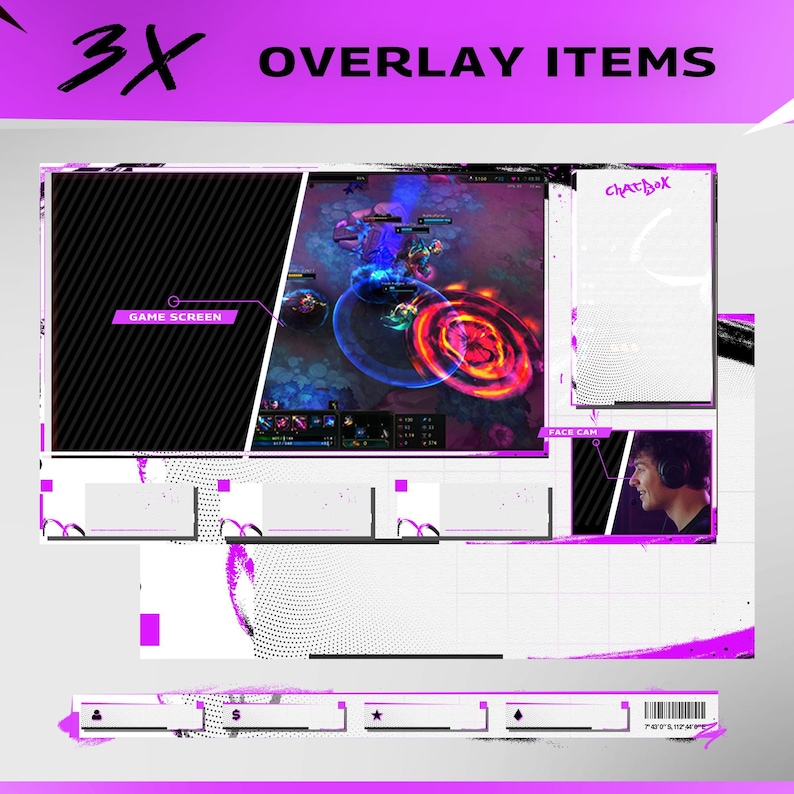 Animated Fervor Stream Overlay: Vibrant Purple and White Abstract ...