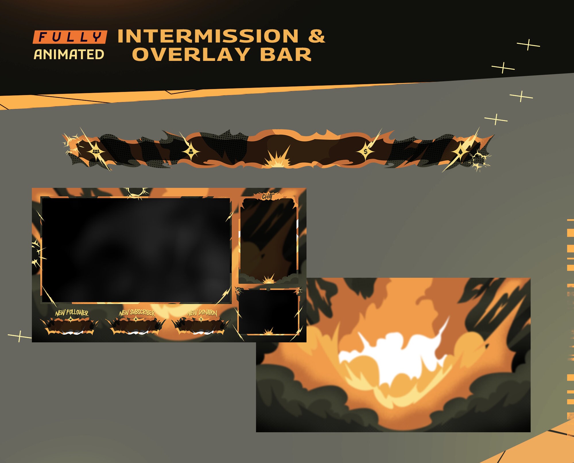Outburst Animated Overlay Package for Twitch, Kick, Youtube/abstract ...
