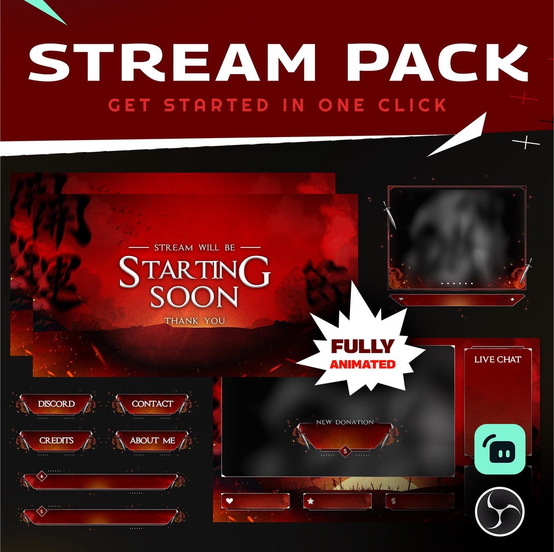 The Last Assassin Animated Stream Overlay Package for Twitch/red Color ...