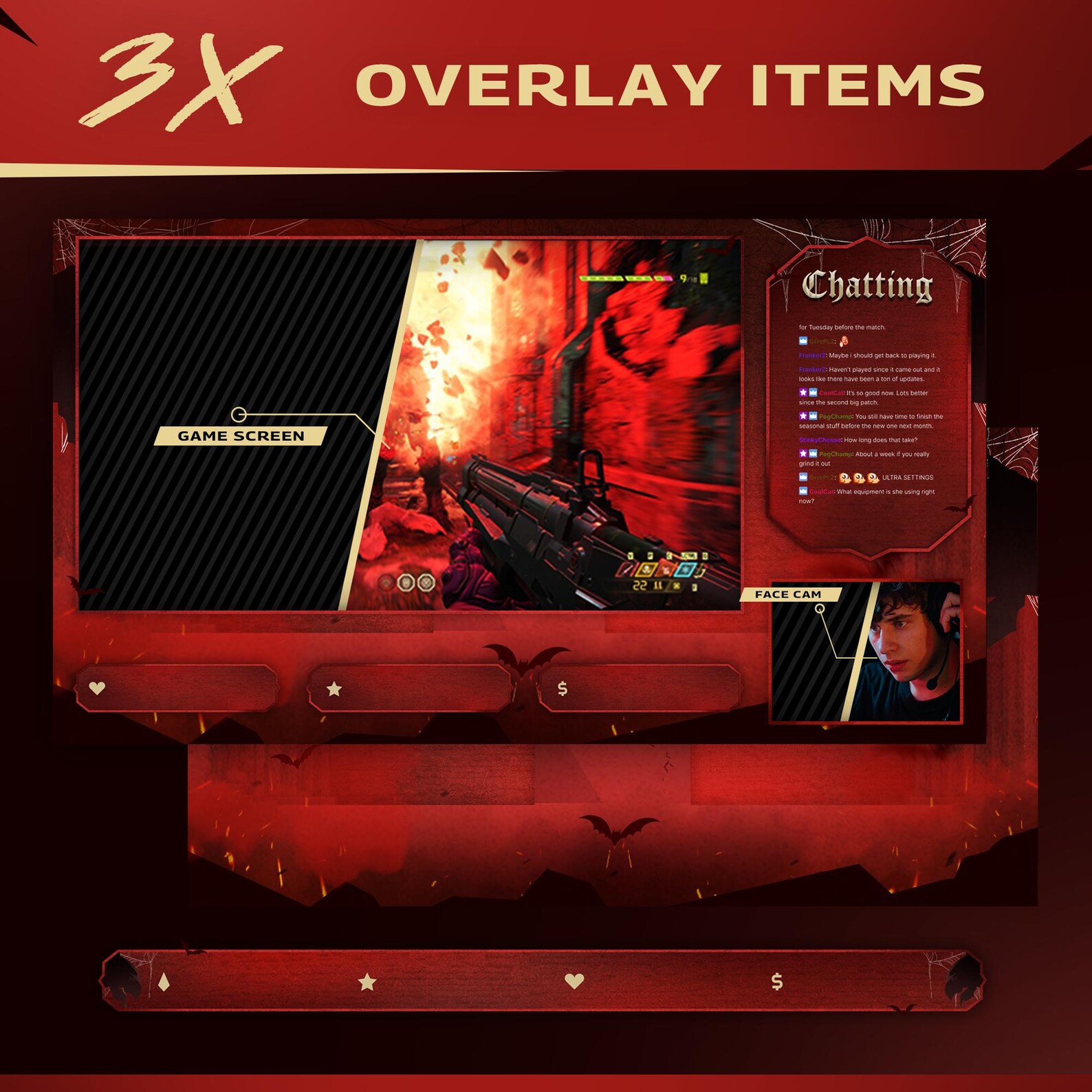Animated Dungeon Hunter Stream Overlay: Crimson Gothic Castle for ...