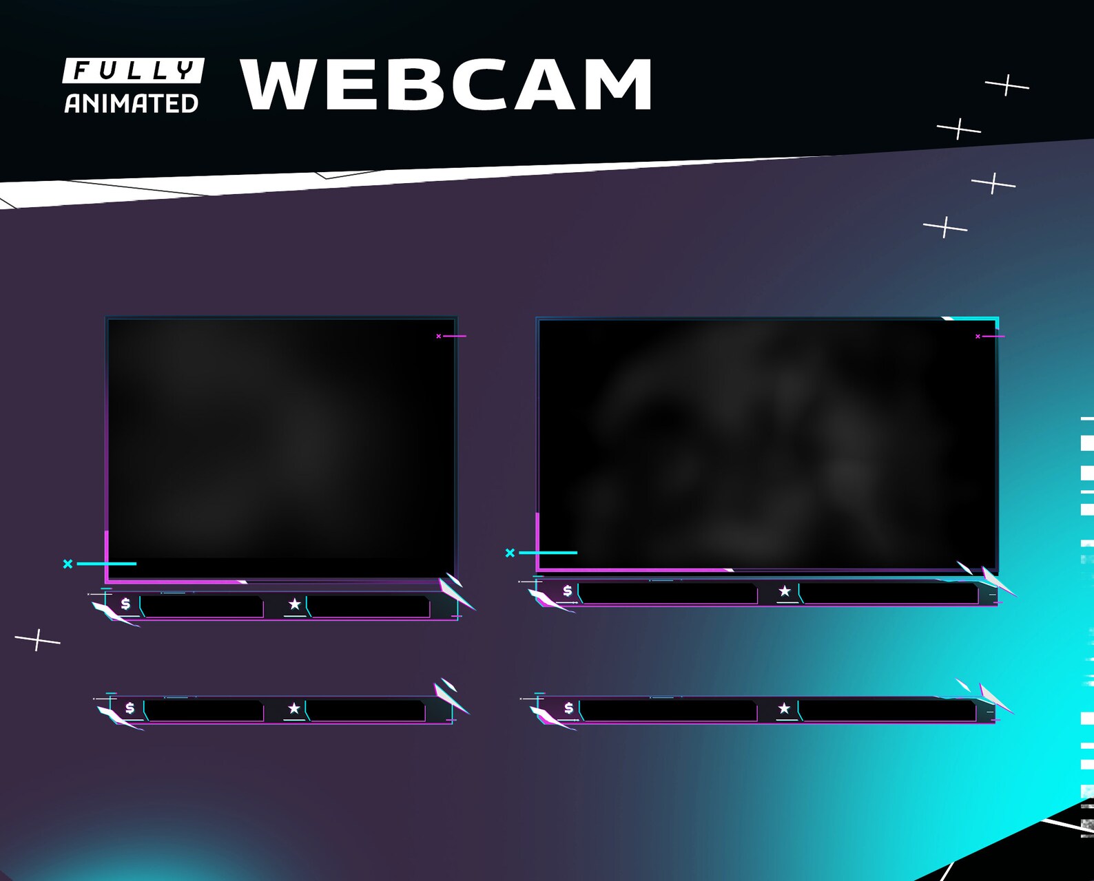 Flux Animated Stream Package/panels/black Theme/twitch Graphic Overlay/futuristic Modern Design ...