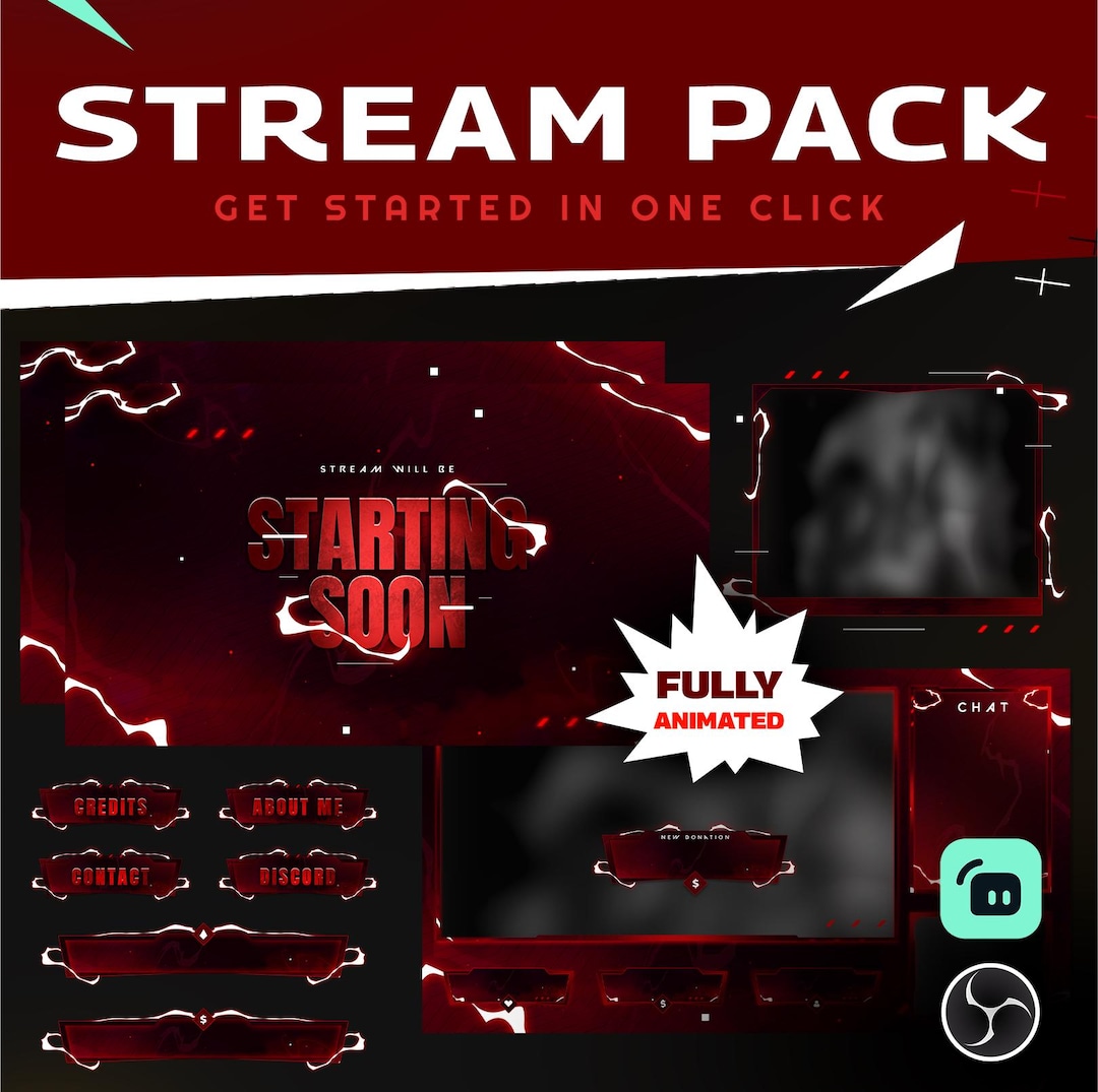 Flash Red Animated Stream Overlay Package for Twitch, Kick and Youtube ...
