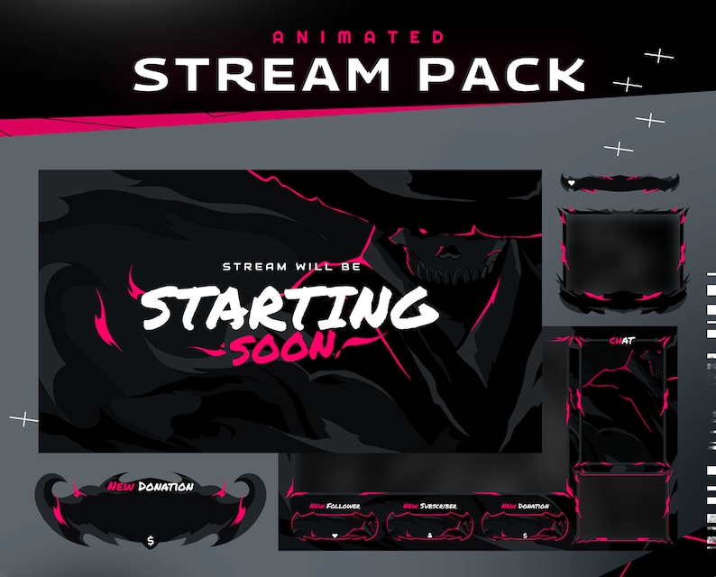 Ghost Shadow Animated Twitch Overlay Package Bundle/abstract Theme ...